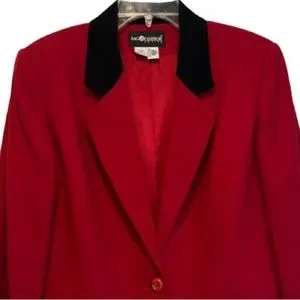 Sag Harbor | Jackets & Coats | Red Wool Blazer Black Velvet Collar ...